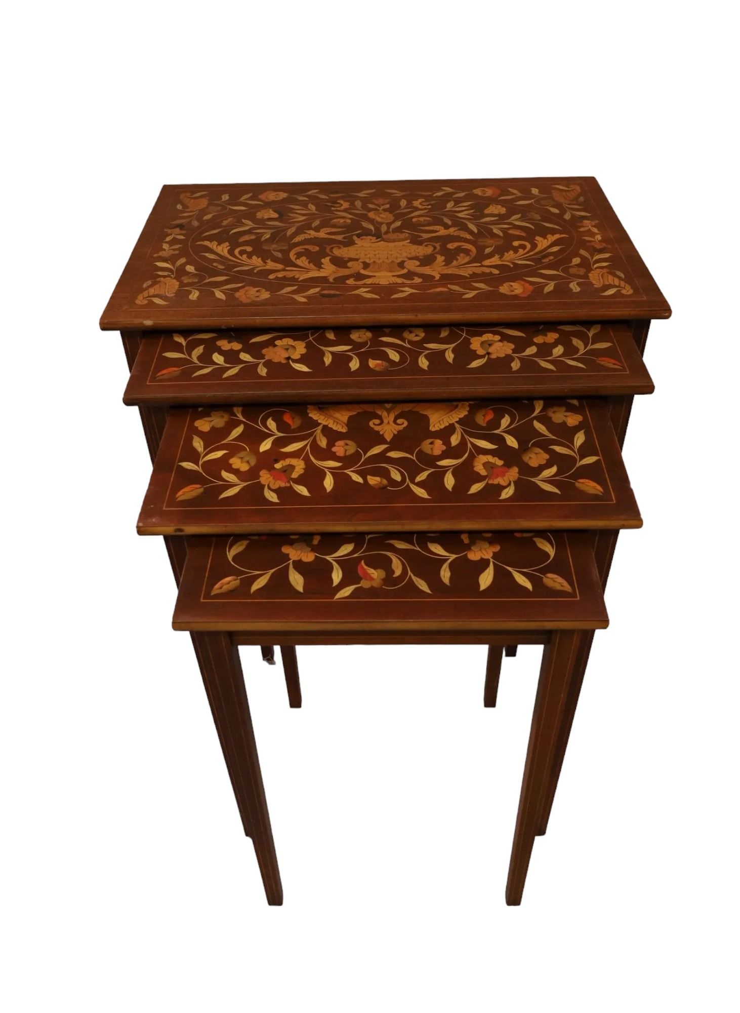 Antique Italian Heavy Inlay Wooden Nesting Tables Auction