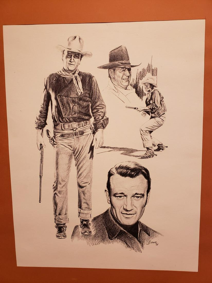 Vintage John Wayne Drawing By Glen Banse '75