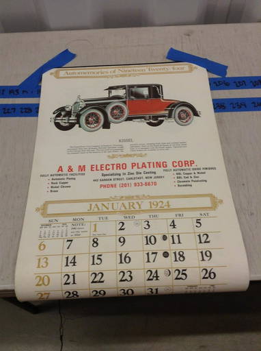 1924 A&m Electro Plating Corp. Car Calendar