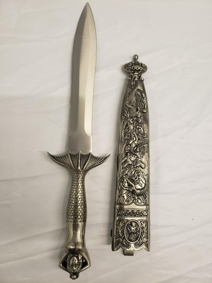 For Auction: Unique silver mermaid dagger with detailed case (#0074) on ...