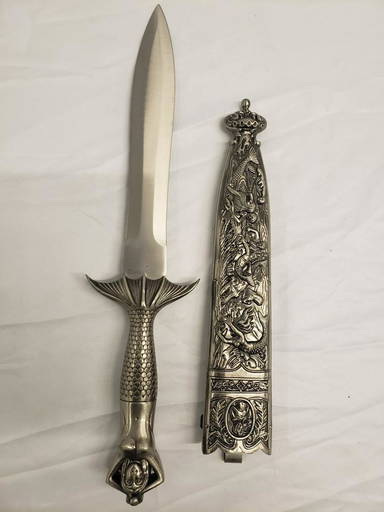 Unique Silver Mermaid Dagger With Detailed Case