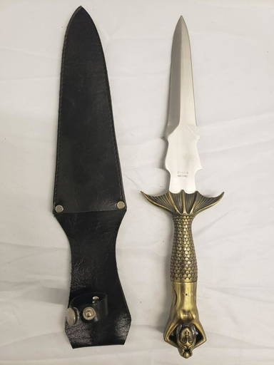 Unique Brass Handle Mermaid Dagger With Detailed Case