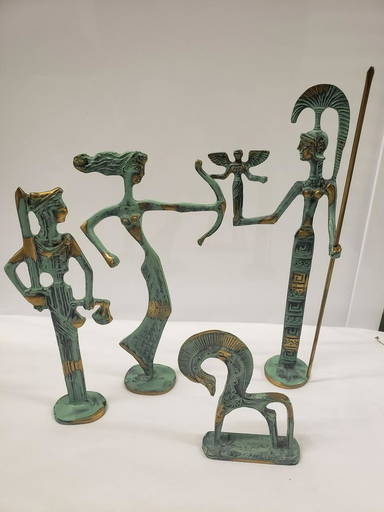 Four Original Bronze Made In Greece Figures