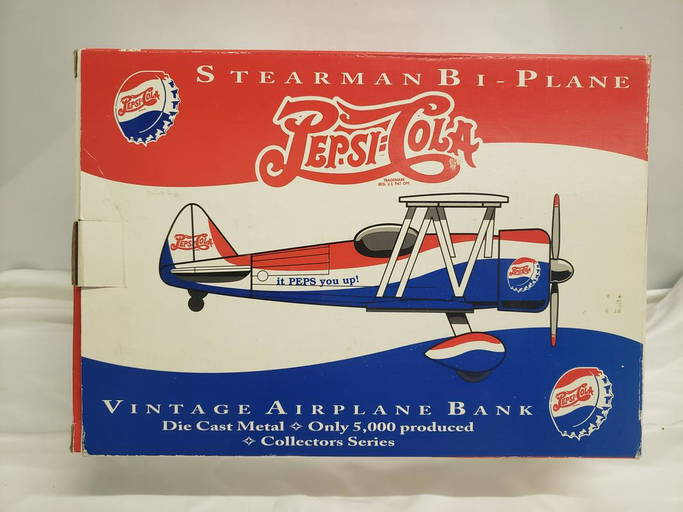 Stearman Bi Plane Pepsi Cola Airplane Bank New In Box