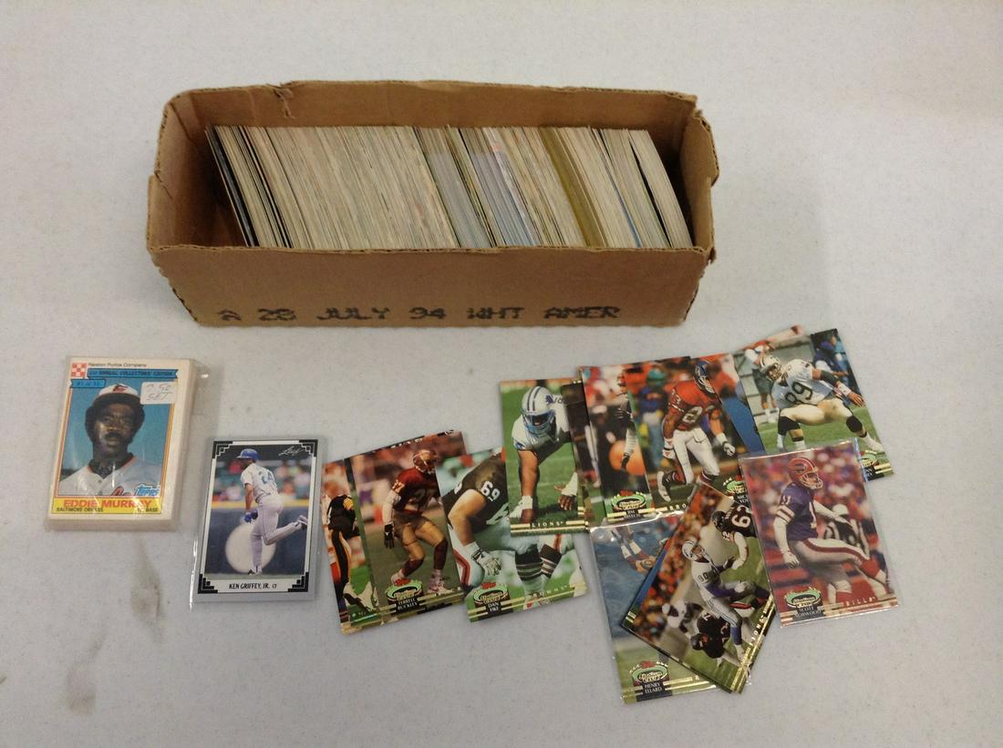 Box Full Of Vintage Baseball And Football Cards