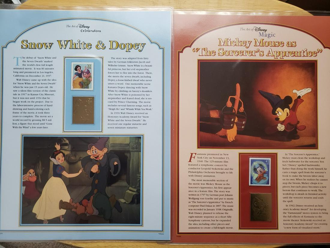 Snow White & Mickey Mouse Collector Panels With Stamps