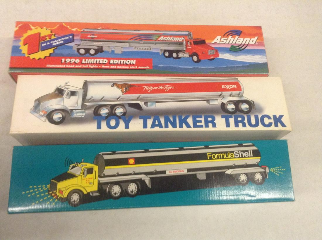 Ashland, Shell, And Exxon Toy Tanker Trucks In Boxes