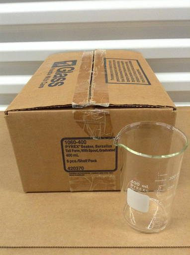 6 Corning Pyrex 400ml Berzelius Beaker Nos