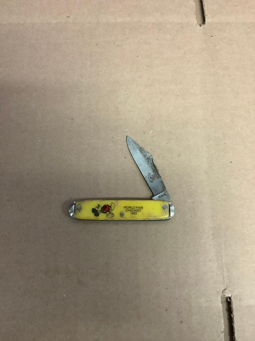 Authentic 1933 world fair chicago walt disney mickey mouse pocket knife ...
