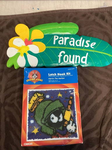 Paradise Found Sign 20" Long And Looney Tunes Latch Hook Kit