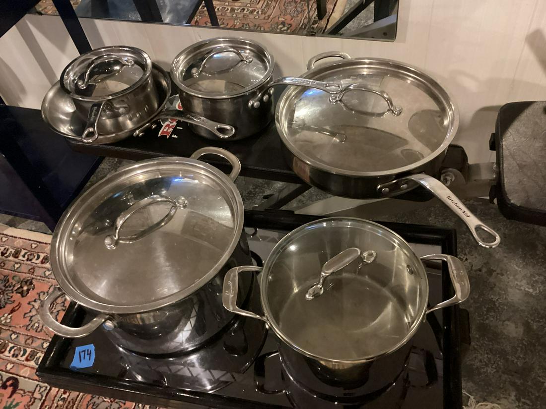 Kitchen Aid Pots & Pans with Lids & one Emeril Pot with Clear Lid - Jun ...