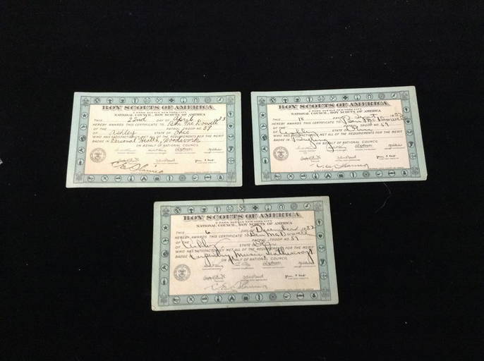Vintage Boy Scouts Of America Certificates, 1932/1933