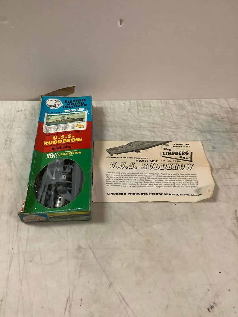 Vintage The Lindberg Line Motorized Picket Ship U.s.s. Rudderow Model ...