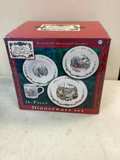 Susan Winget Winter Wondeland 16-Piece Beautifully Decorated Dinnerware ...