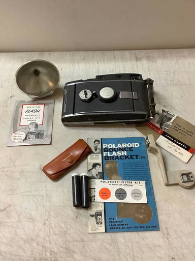Polaroid Land Camera Model 150 And Flash