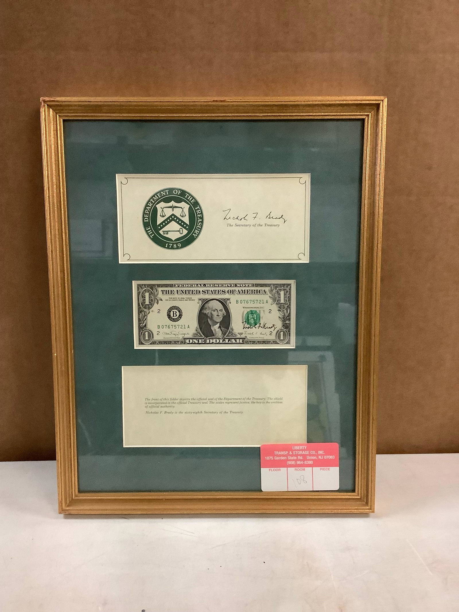 *rare* Framed Personal Signature From The Secretary Of The Treasury ...