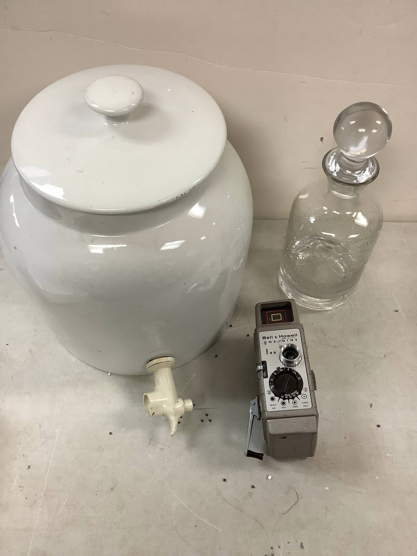 Bell & Howell One Nine Vintage Cameras, Pitcher, And Glass Jug Tallest ...
