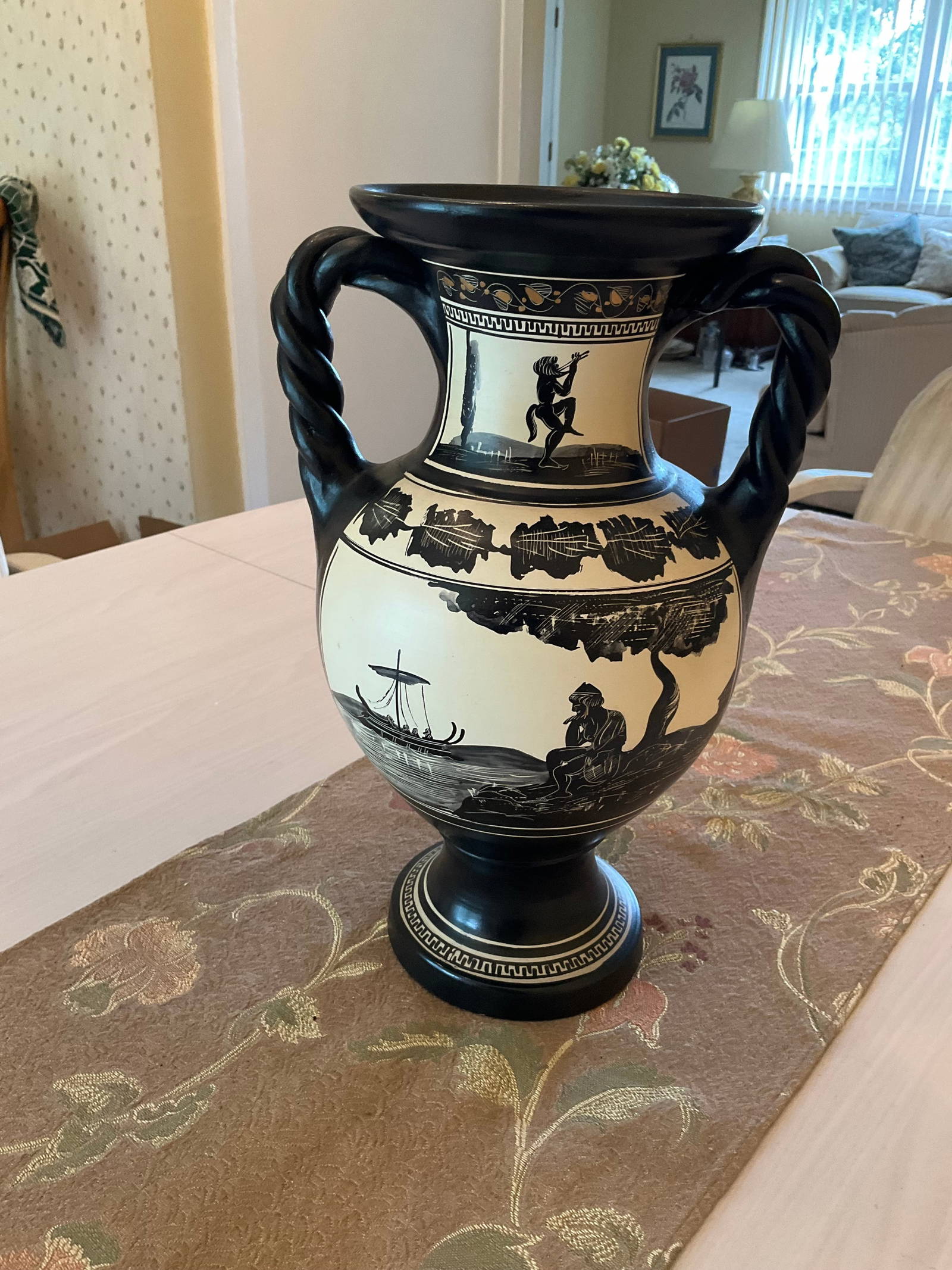 Ulysses At Itaka Engraved By Hand Greece Vase 13â€ Auction