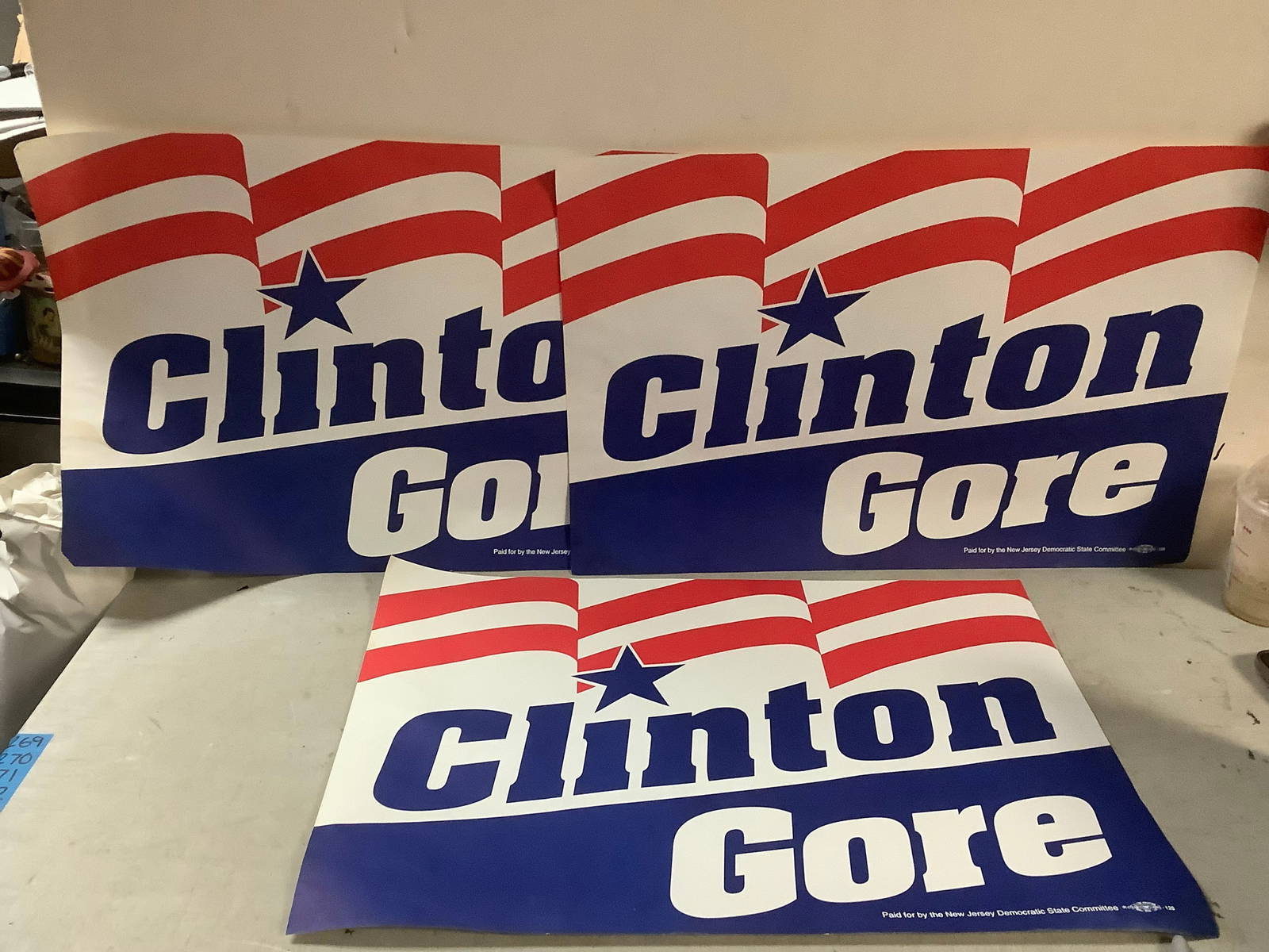 Clinton And Gore Political Signs 16x24 Auction
