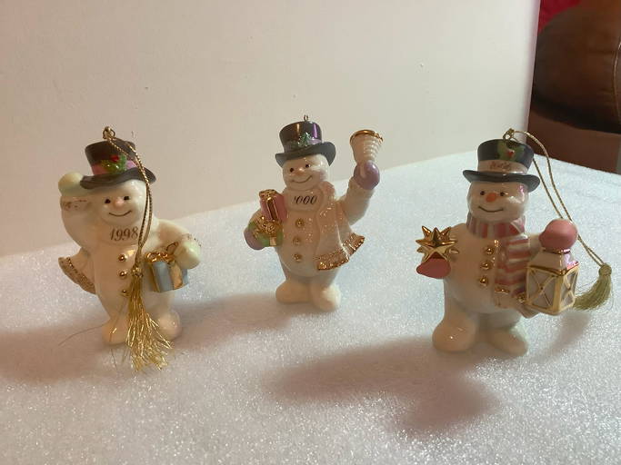 Lenox Snowmen Christmas Ornaments 4 1/2 Inches
