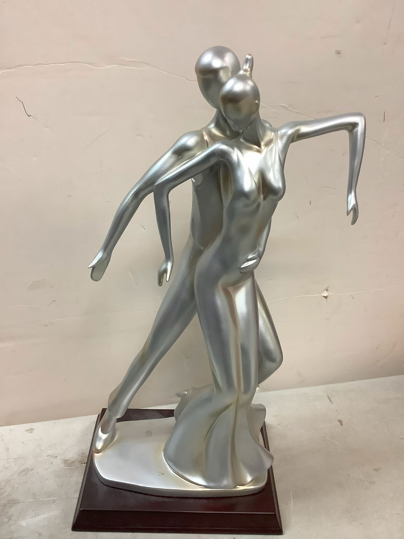 Art Deco Intimate Statue Silver 14in.tall Auction