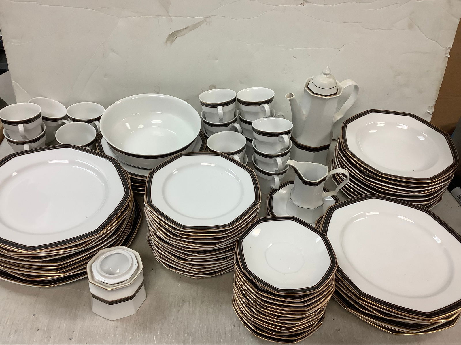 Lot Of Christopher Stuart Y009 Black Dress Fine China Plates, Cups, And ...