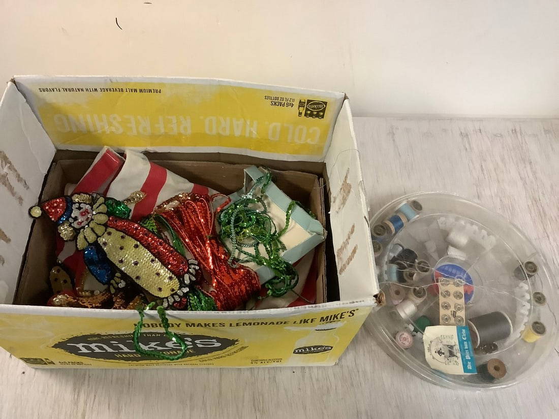 Lot Of Sewing String And Decorative Patches Auction