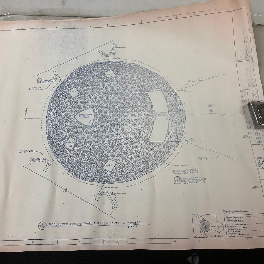 1980's Copy Of Blueprint Epcot Sphere Auction