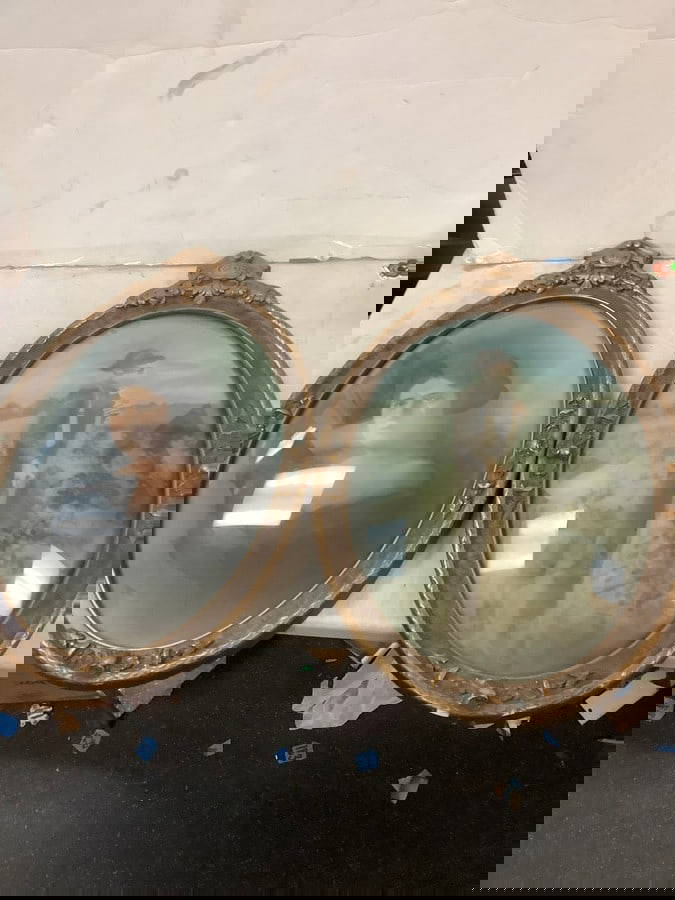 Two Vintage 2ft Tall Portraits Auction