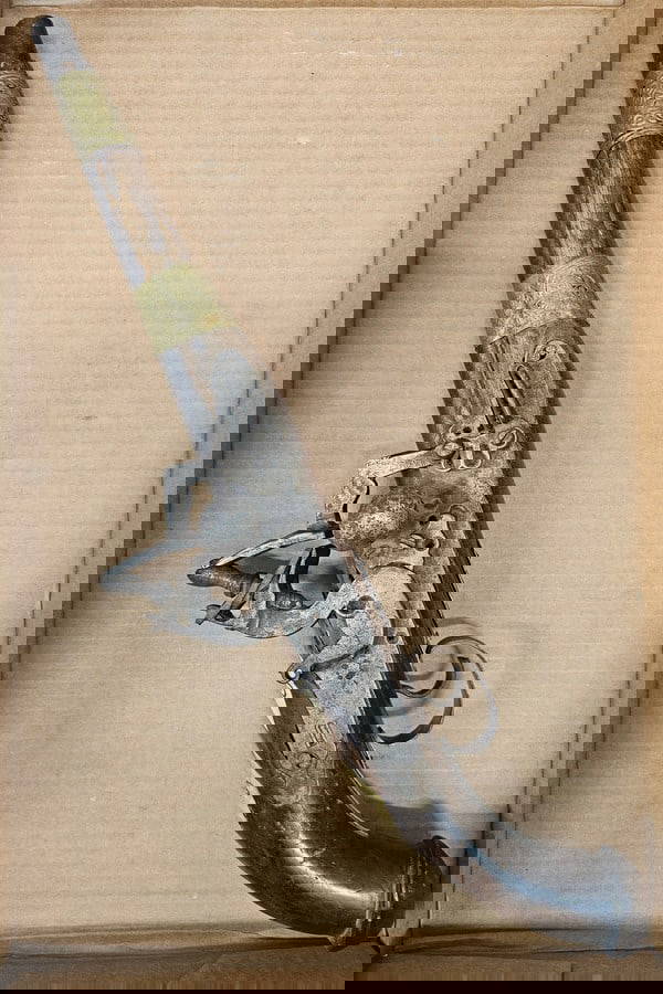 Antique Ornate Bone Inlaid Black Powder Gun 18" Long Auction