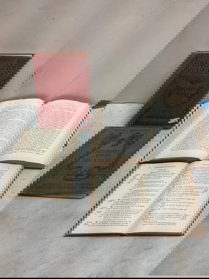 Lot Of Vintage Books(harmonic First Reader, English For Use, And More ...