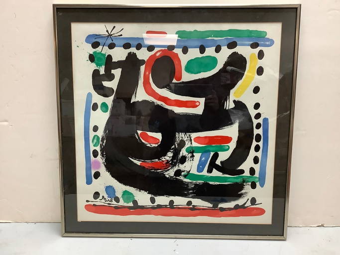Framed And Signed Original Milo Abstract Painting(24.25in.x24.25in.)
