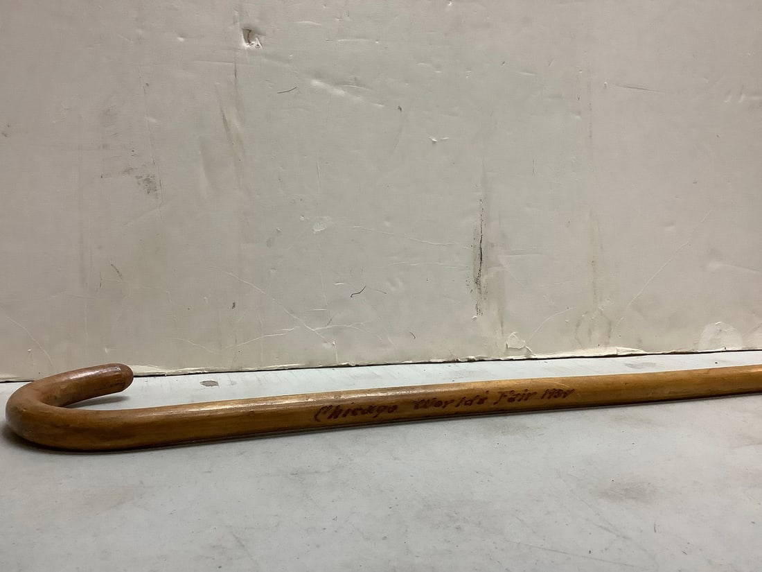 Wooden Cane Chicago World's Fair 1934 Jack H. Selzer(34.75in.tall) Auction