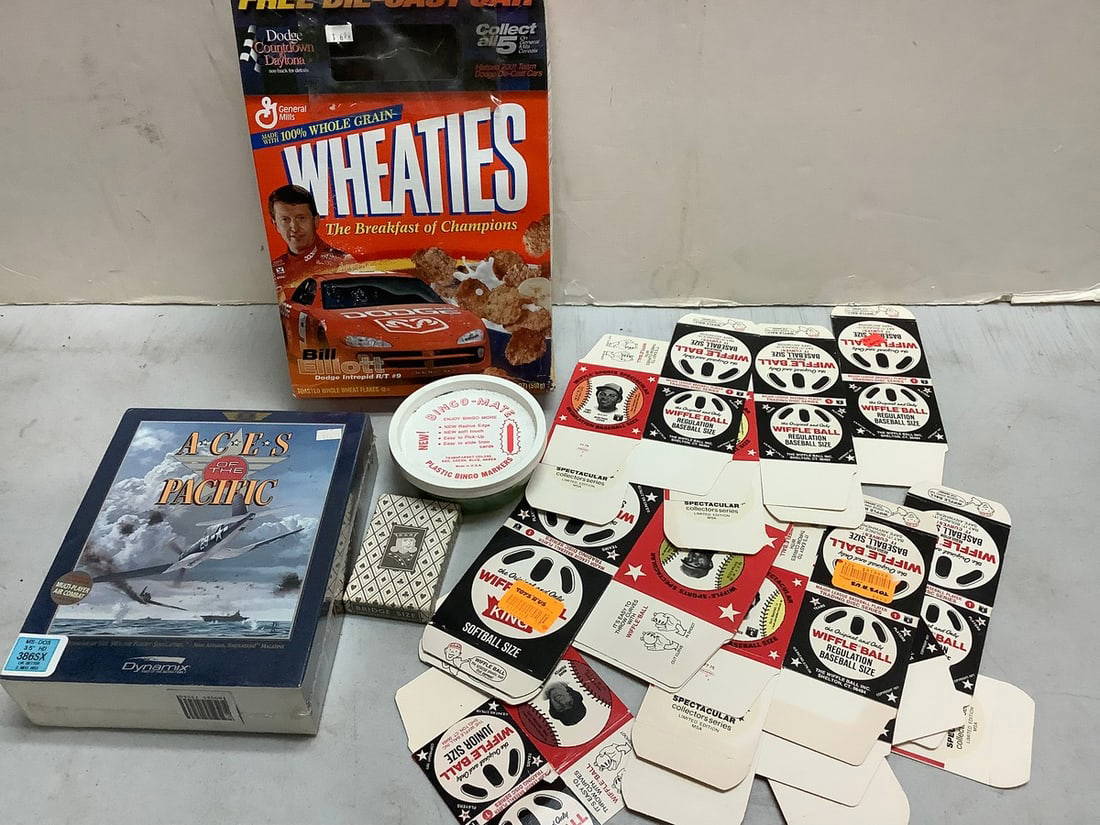 Lot Of Vintage Wiffle Ball Boxes, (1977), Wheaties Box With Diecast Car ...