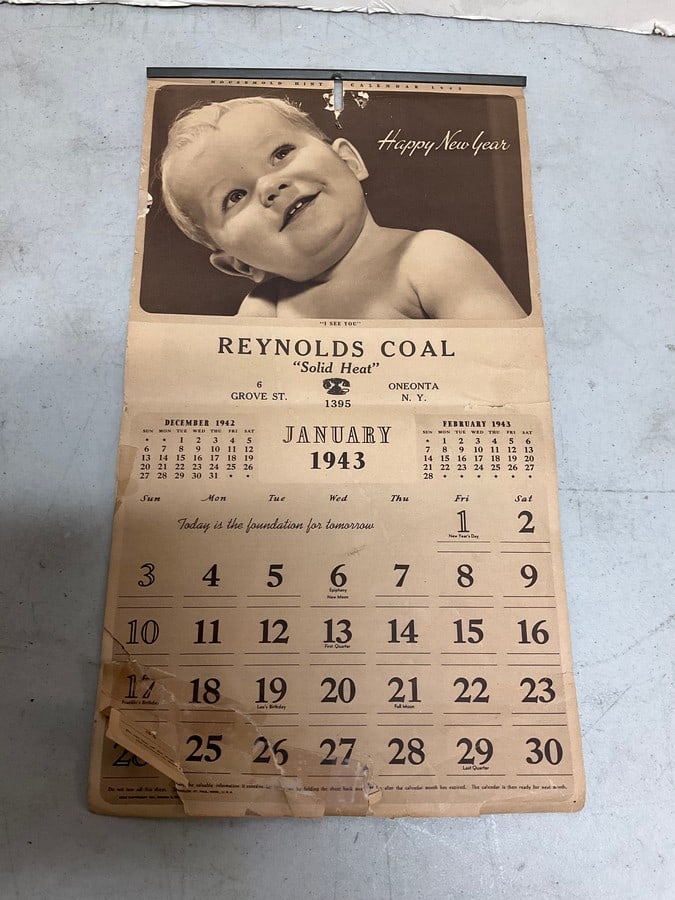 Vintage 1943 Calendar