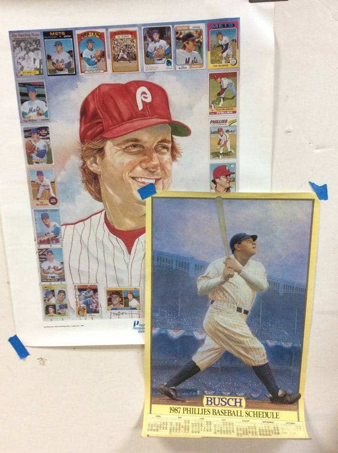 Signed Baseball Topps Poster And 1987 Phillies Baseball Poster (largest ...