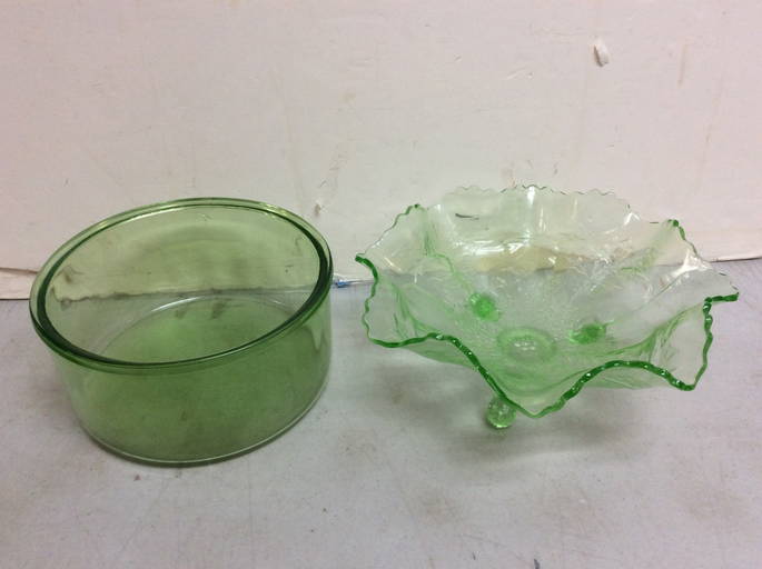 Green Depression Glass Bowls425intall 11inacross