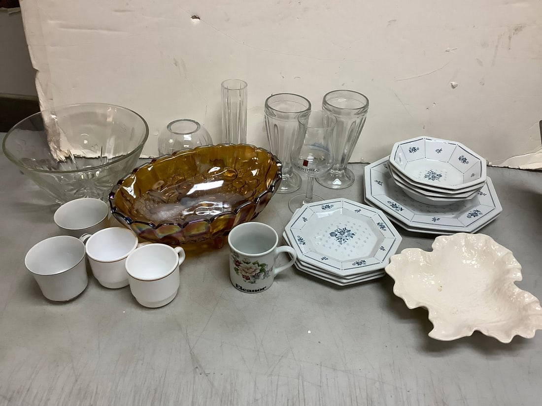 Ironstone Ceramic Dish, Glass Bowls/vases, Arcopal Cups, Fairfield ...
