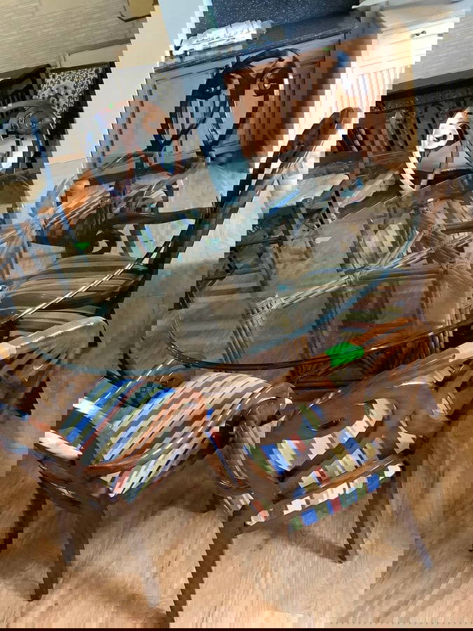 Buy Round Glass Top Dining Set(table-59.5in.across And 5 Chairs) | Emanon Auctions And Estate ...