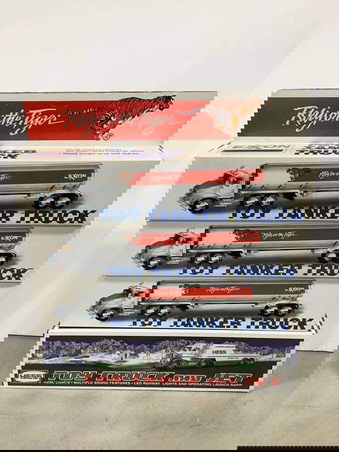 Exxon Toy Tanker Trucks And Hess Toy Truck And Jet Auction