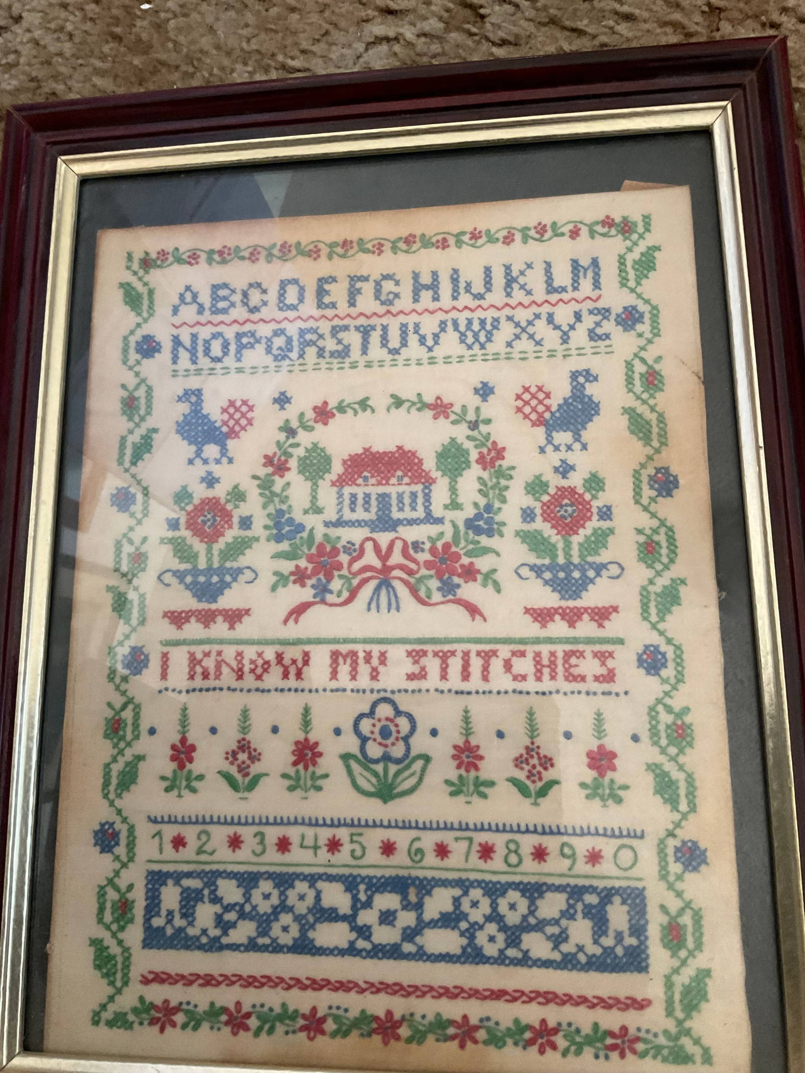 Early Sampler Framed 14x12 Auction