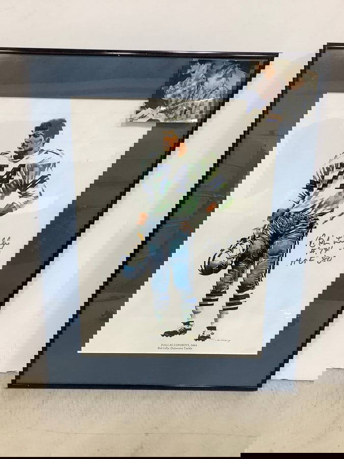 Bob Lilly Dallas Cowboys Framed Artwork With Signature(15.25in.x19.25in ...