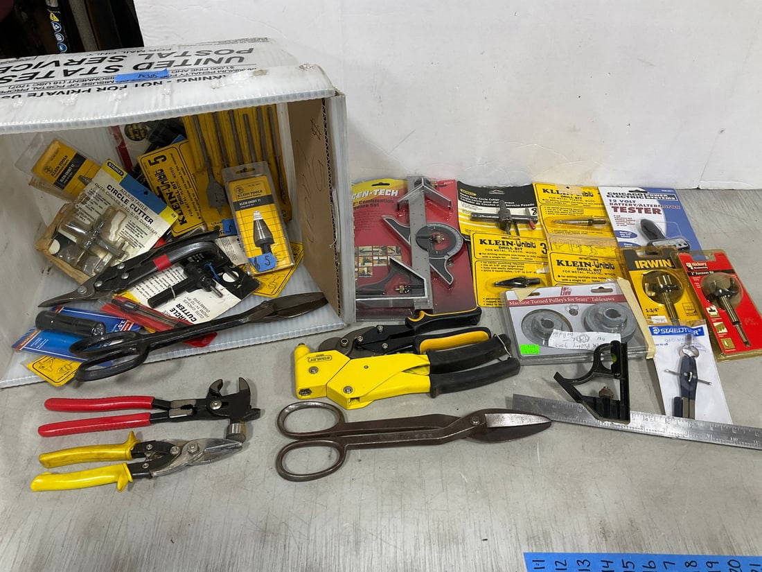 Drill Bits, Combination Square Set, And More Auction