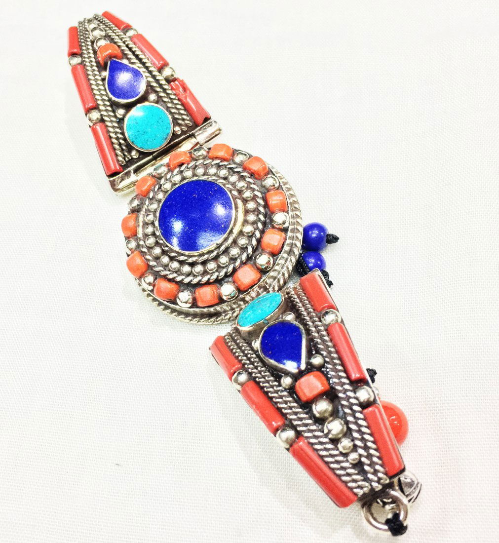Vintage Silver Nepali Tibetan Turquoise Bracelet