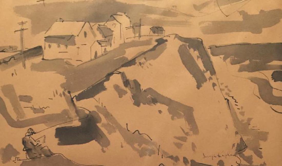 JOSEPH KAPLAN (1900-19182), Artist Sketching, Ink wash
