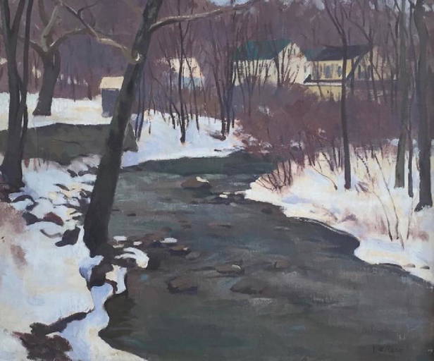 Volian Rann (1897 1956), Woodland Stream, Oil On Canvas
