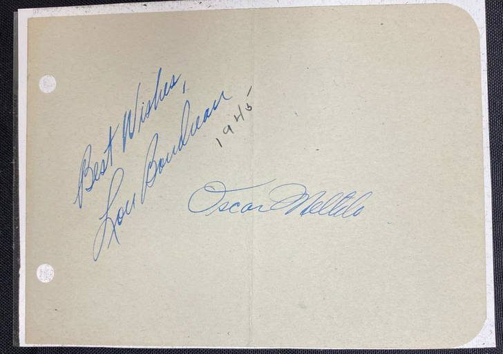 Baseball Lou Boudreau & Oscar Melillo 1945 Autographs