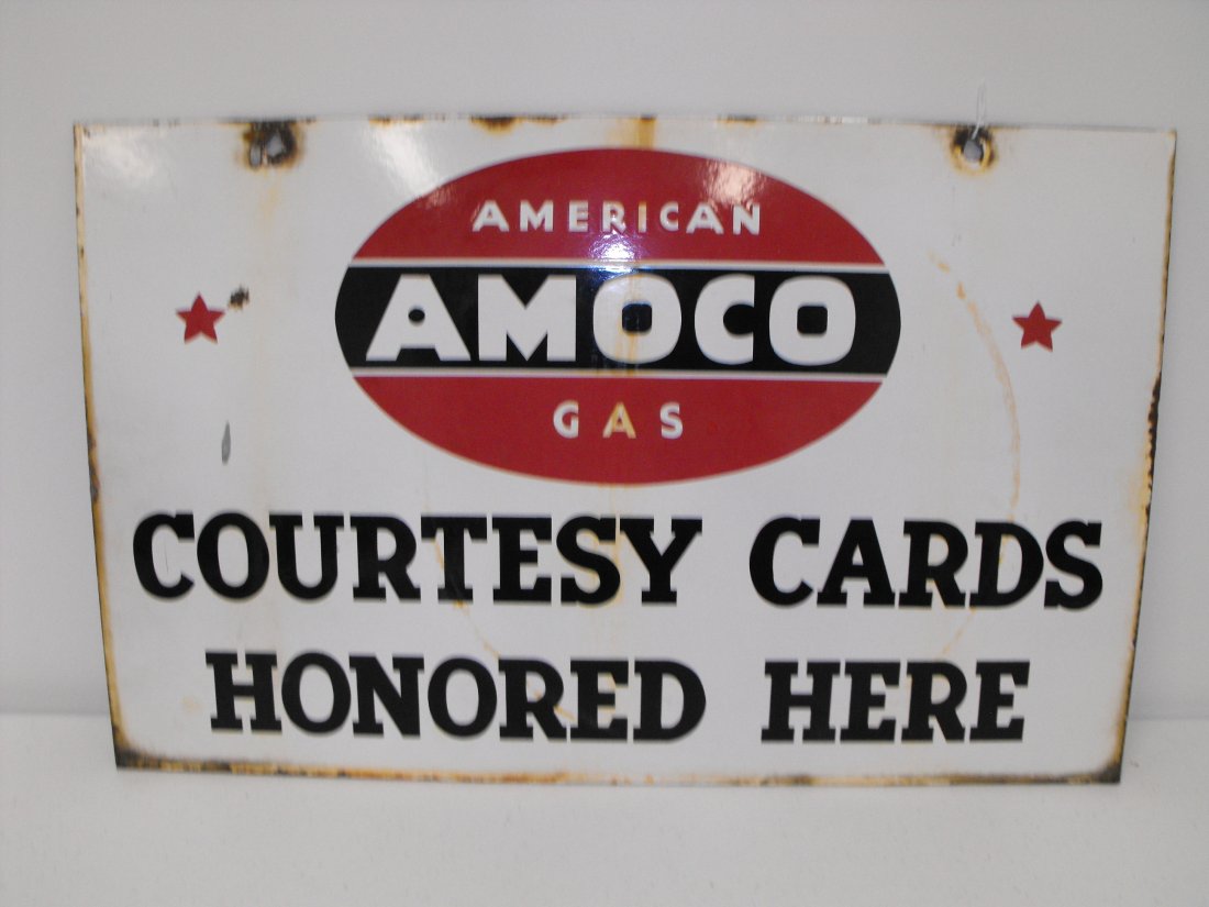 AMOCO Courtesy Cards Advertising Porcelain Sign - Jan 01, 2020 | Carey ...