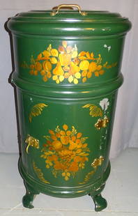 An Interesting Round Metal Ice Box, C. 1900 With