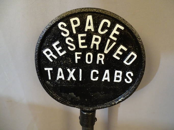 Taxi Cab Parking Cast Metal Lollipop Sign